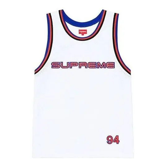 Supreme Rhinestone Basketball Jersey - White/red