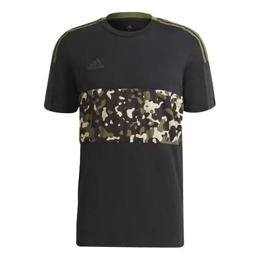Adidas Tiro Tee Aop Casual Sports Soccer/football Short Sleeve - Black