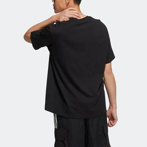 Adidas Neo Geometry Pattern Printing Round Neck Short Sleeve Black T-shirt