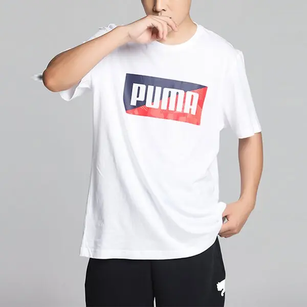 PUMA Flock Graphic T-shirt 'white Blue Red