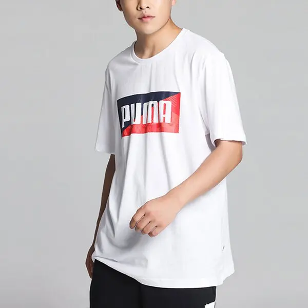 PUMA Flock Graphic T-shirt 'white Blue Red