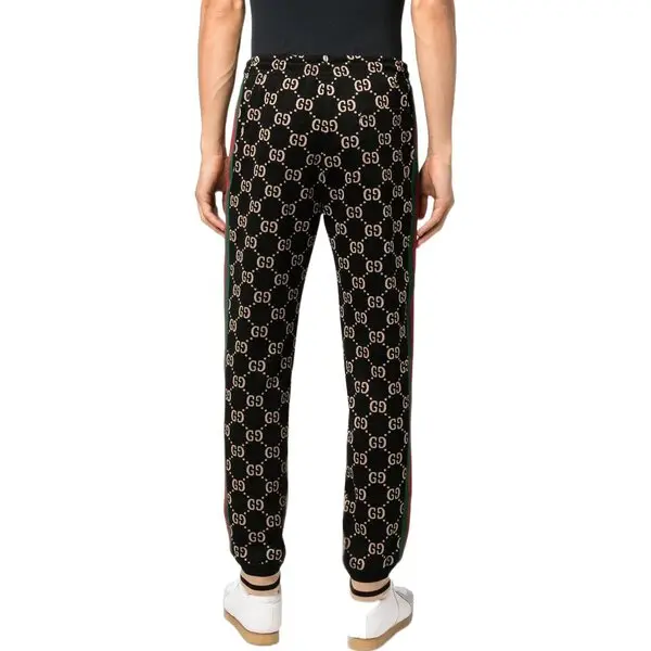 Gucci Gg Jersey Cotton Jogging Pant 'black Camel