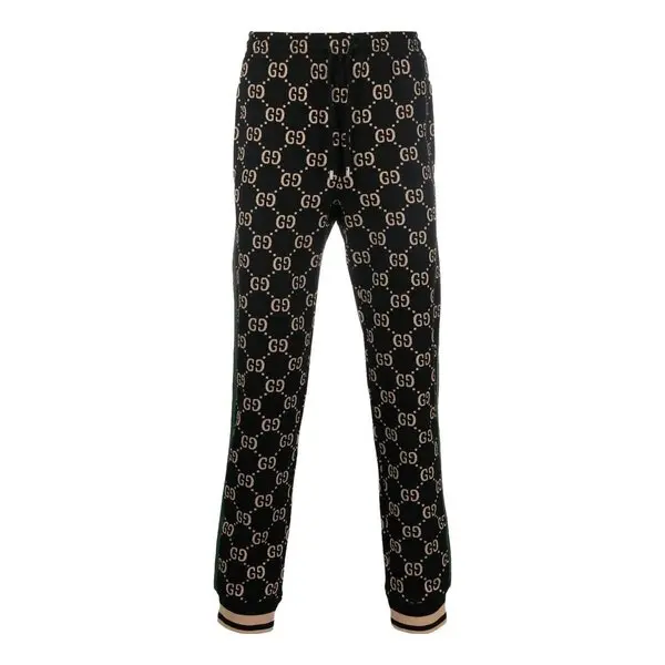 Gucci Gg Jersey Cotton Jogging Pant 'black Camel - Black/camel