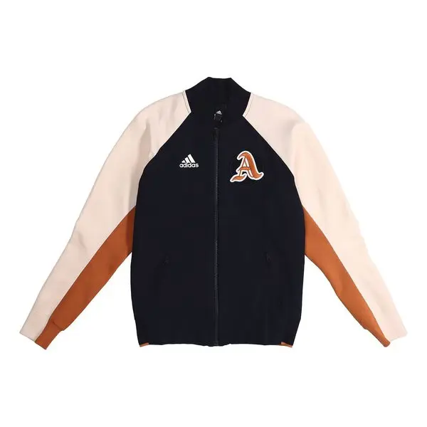 Adidas Varsity Jacket With Athletic Emblem - Navy