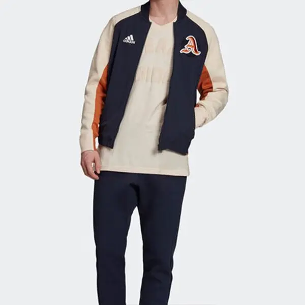 Adidas Varsity Jacket With Athletic Emblem - Navy