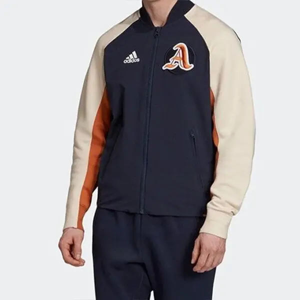 Adidas Varsity Jacket With Athletic Emblem - Navy