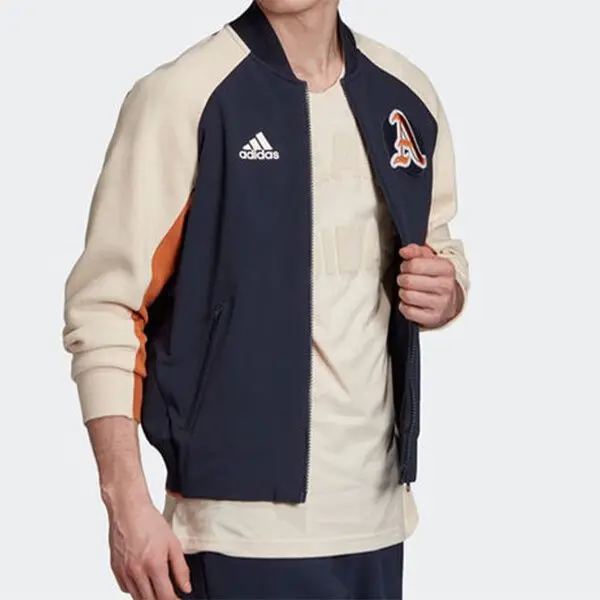 Adidas Varsity Jacket With Athletic Emblem - Navy