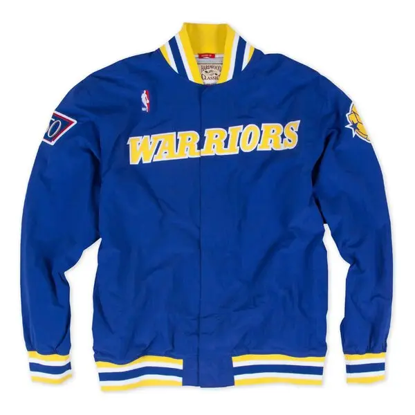 Mitchell & Ness X Nba Golden State Warriors 1996-97 Warm Up Jacket 'blue Yellow - Blue/yellow