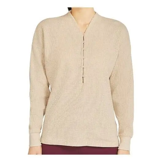 Nike Yoga Waffle V Neck Cozy Casual Pullover Wool Sweater - Default Color