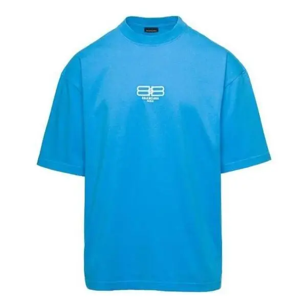 Balenciaga Bb Paris Icon T-shirt Medium Fit - Blue Sky