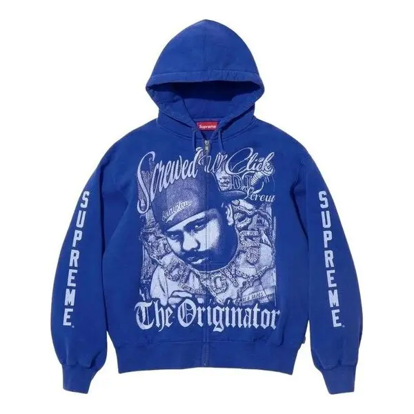 Supreme X Dj Screw Ss26 Zip Up Hooded Sweatshirt - Blue