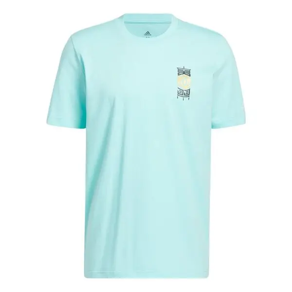 Adidas Rose 3 King Tee Basketball Tactical Board Pattern Printing Sports Short Sleeve Blue T-shirt - Multi-color