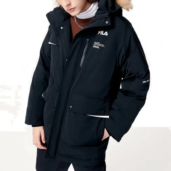 FILA FUSION Down Jacket With Fur Trimmed Hood