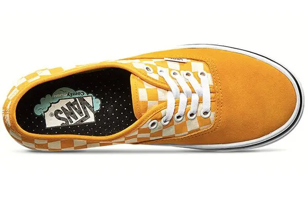 VANS Comfycush Authentic Checkerboard Lace-up Sneakers - Yellow