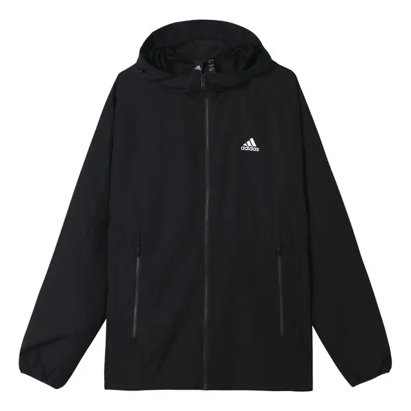 Adidas Hooded Windbreaker Jacket - Black