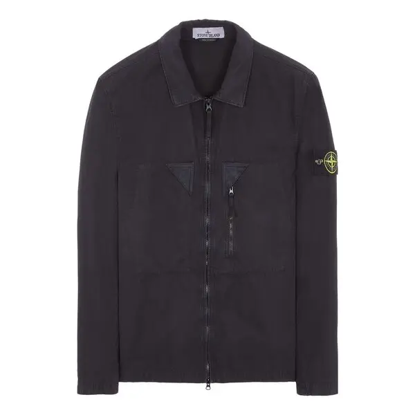 Stone Island Brushed Cotton Canvas Zip Shirt Jacket - Navy