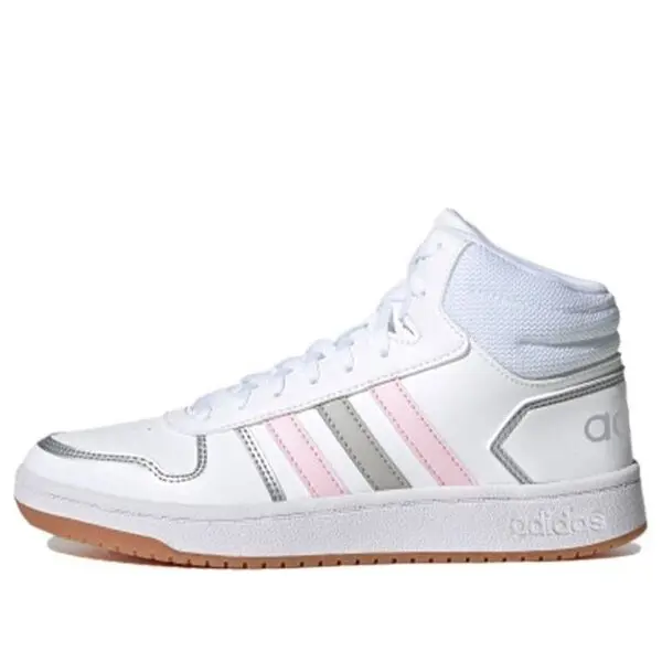 Adidas Hoops 2.0 Mid Top Sneakers - White/pink/grey