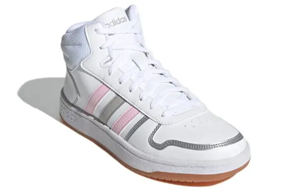 Adidas Hoops 2.0 Mid Top Sneakers - White/pink/grey