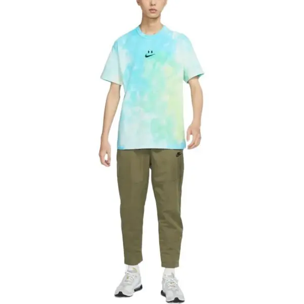 Nike Tie Dye Smiling Face Printing Loose Short Sleeve Light Mint Green T-shirt - Default Colorway