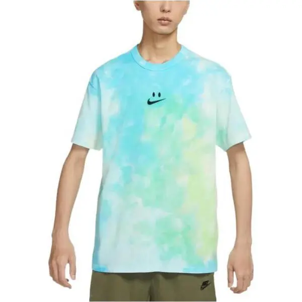 Nike Tie Dye Smiling Face Printing Loose Short Sleeve Light Mint Green T-shirt - Default Colorway