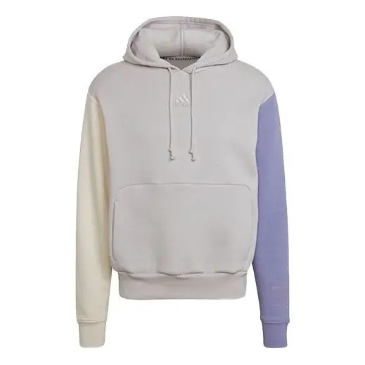 Adidas Colorblock Hooded Long Sleeve Pullover - Purple