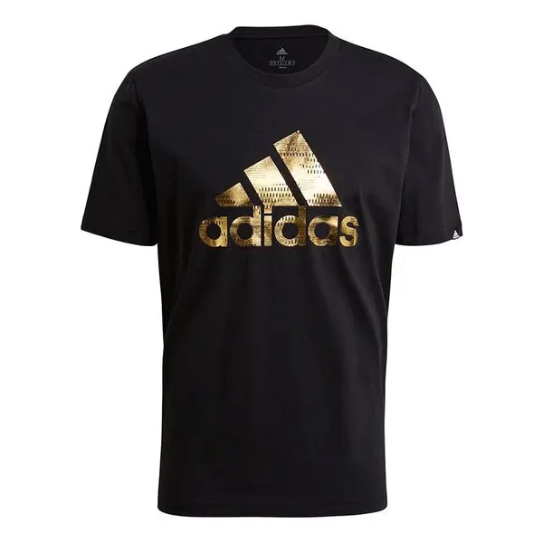 Adidas Fl Lg T Bronzing Logo Printing Sports Short Sleeve - Black