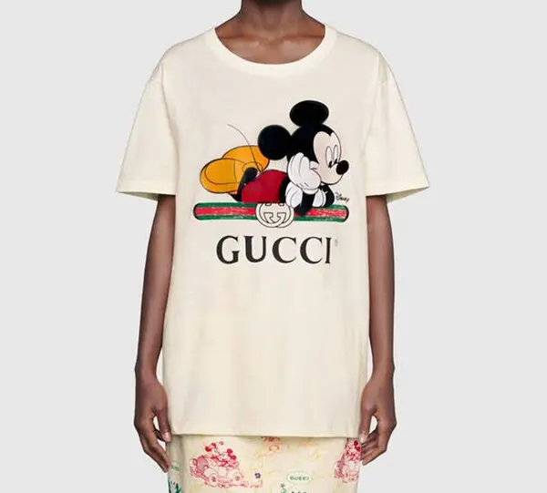 Gucci X Disney Mickey Mouse Logo Short Sleeve T-shirt - Graywhite