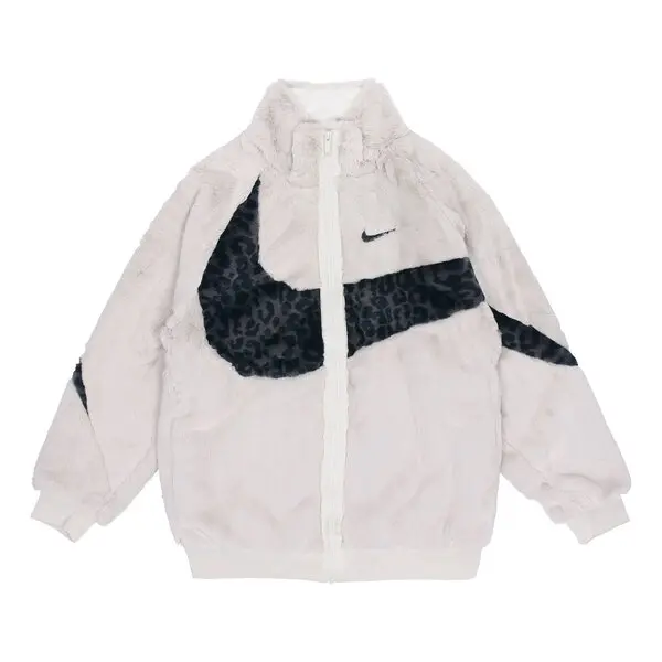 Nike Faux Fur Jacket With Large Swoosh Detail - Default Color