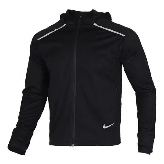 Nike Shield Reflective Zipper Sports Hooded Jacket - Black