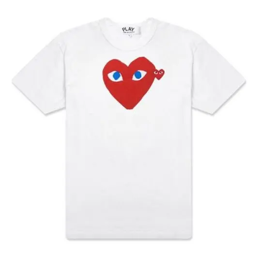 Play Comme Des Garcon Blue Eyes Red Heart T-shirt - White