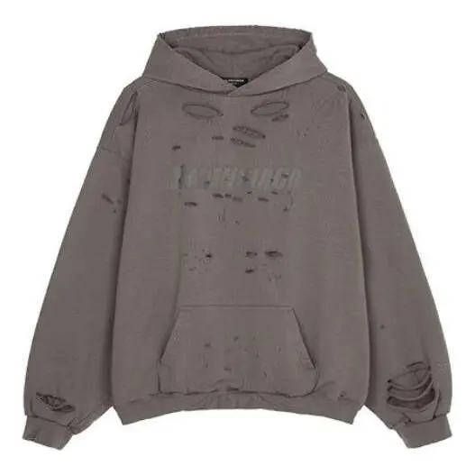 Balenciaga Destroyed Logo Hoodie - Tan