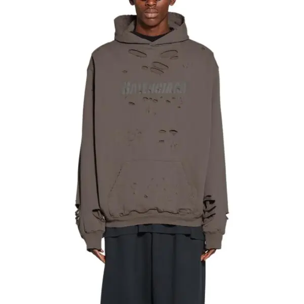 Balenciaga Destroyed Logo Hoodie