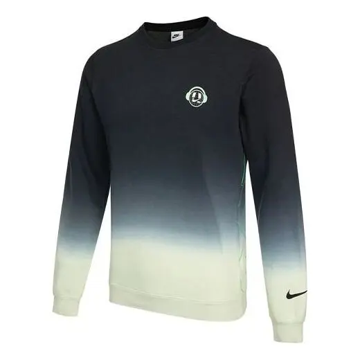 Nike Logo Gradient Printing Round Neck Sweatshirt - Black