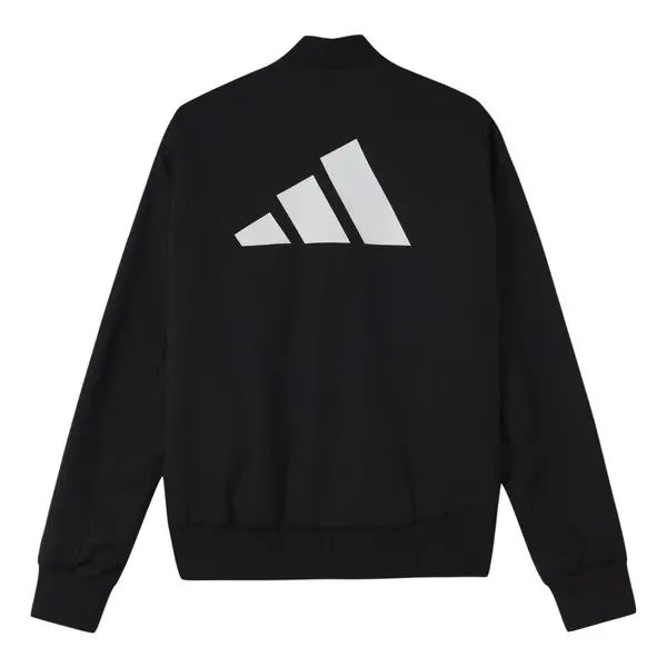 Adidas Bomber Jacket With Logo Printing And Fleece Lining - Black