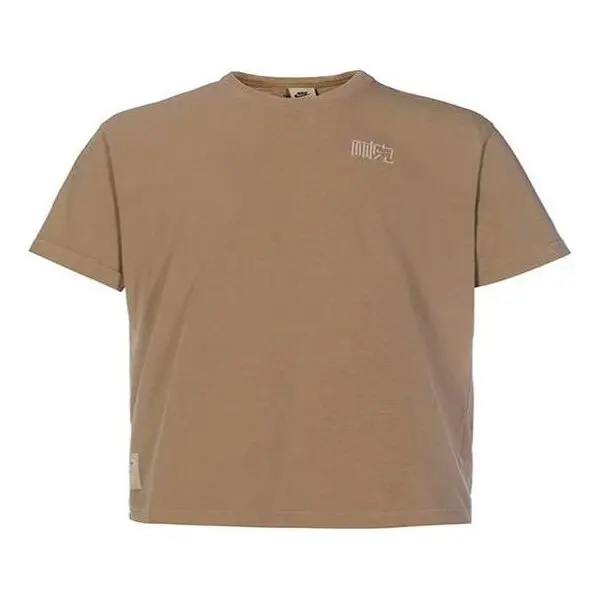 Nike Nai-ke Cha Nai-ke Cha Series Solid Color Sports Round Neck Short Sleeve Khaki T-shirt - Multi-color