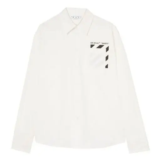 Off-White Fw22 Pocket Diagonal Stripes Printing Long Sleeves White Shirt