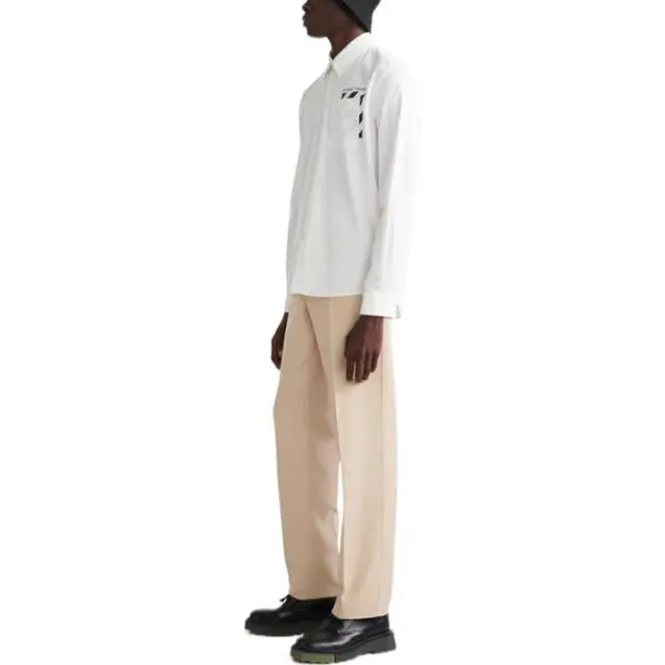 Off-White Fw22 Pocket Diagonal Stripes Printing Long Sleeves White Shirt