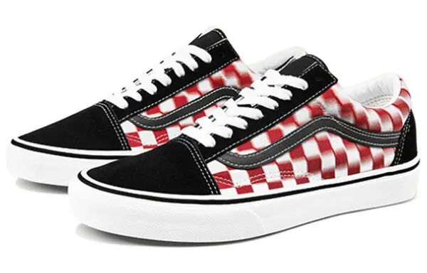 VANS Old Skool Checkerboard Low Top Sneakers - Black/red/white