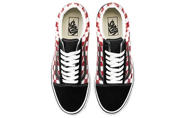 VANS Old Skool Checkerboard Low Top Sneakers - Black/red/white
