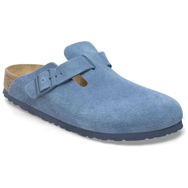 BIRKENSTOCK Boston Soft Footbed Suede Leather Clogs - Blue