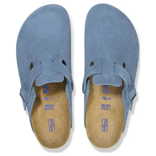 BIRKENSTOCK Boston Soft Footbed Suede Leather Clogs - Blue