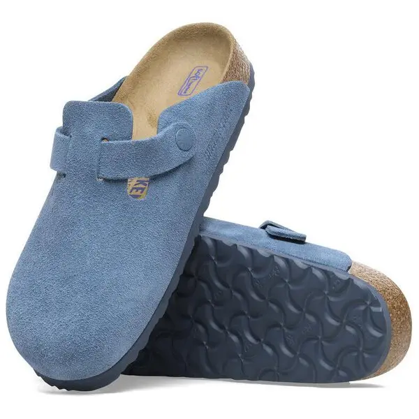 BIRKENSTOCK Boston Soft Footbed Suede Leather Clogs - Blue