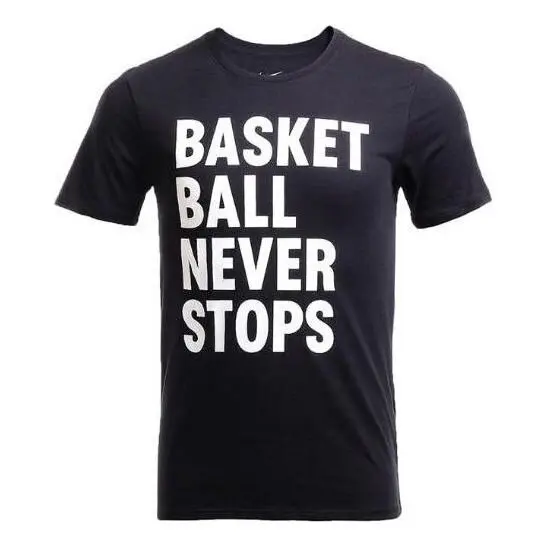 Nike Alphabet Casual Round Neck Short Sleeve Black T-shirt - Default Color