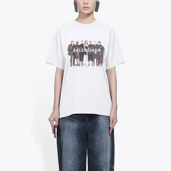 Balenciaga Band Portrait Logo Short Sleeve T-shirt