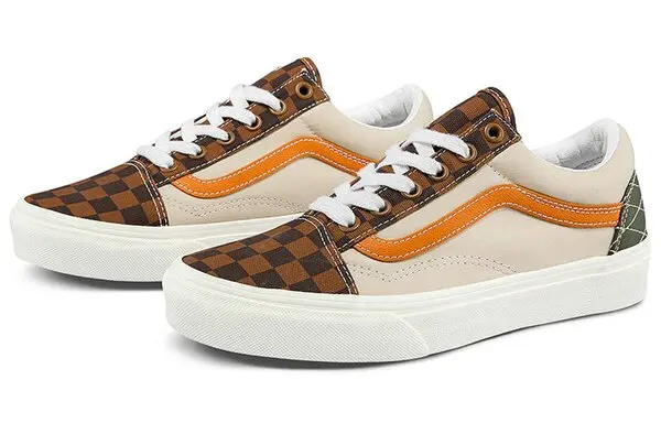 VANS Old Skool "mixed Utility Checkerboard" Lace-up Sneakers - Khaki/green/brown
