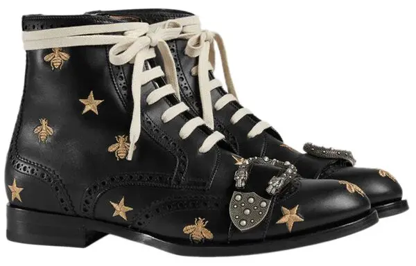 Gucci Queercore Bee Accent Lace-up Boots