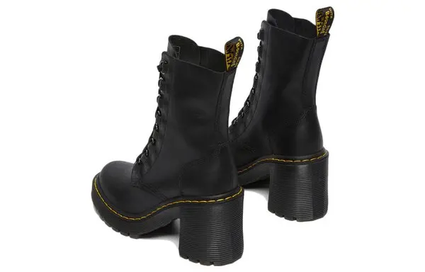 Dr. Martens Leather Flared Heel Lace Up Boots