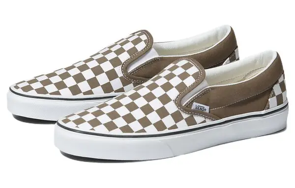 VANS Checkerboard Slip-on Sneakers - Brown/white