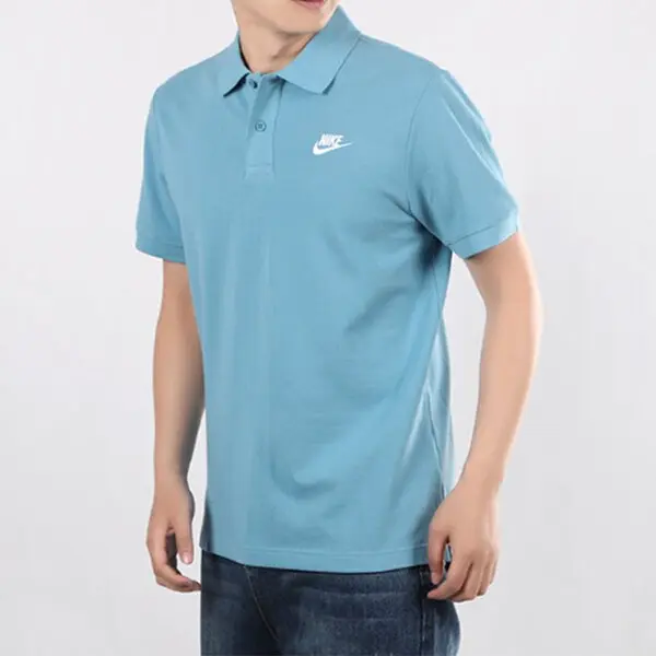 Nike Lapel Short Sleeve Polo Shirt - Blue