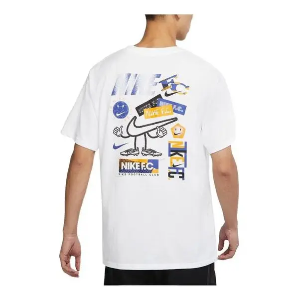 Nike Front And Back Printing Round Neck Short Sleeve Soccer/football White T-shirt - Multi-color